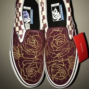 Vans | Shoes | Custom Hand Painted Rose Gold Checkered Vans Shoes ...